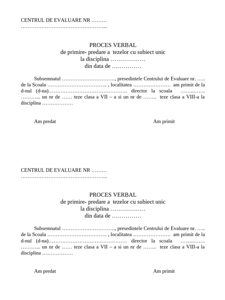 Proces Verbal 1 | PDF