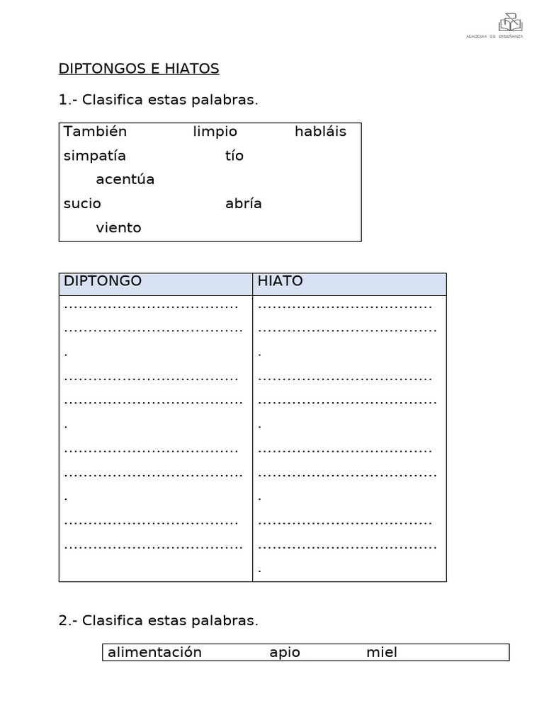 CAST3 Acentuación 2 (Diptongos e Hiatos) | PDF | Lingüística | Voz humana