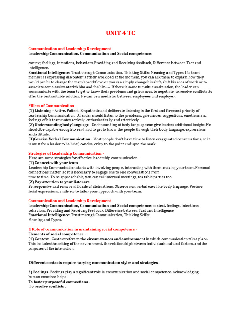 TC Unit 4 | PDF | Communication | Thought