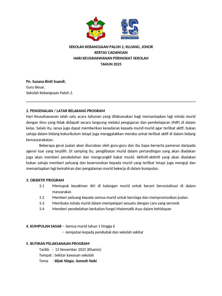 KK Hari Keusahawanan 2025 | PDF