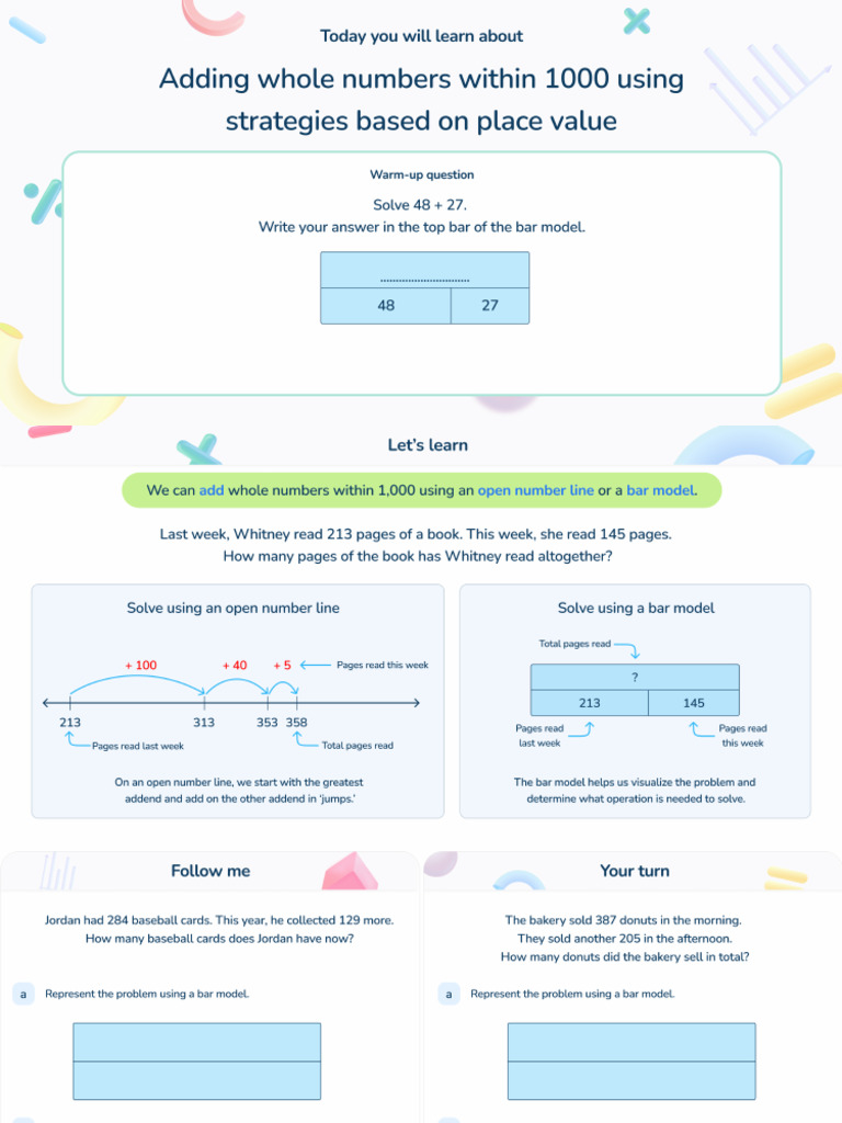 Adding Whole Numbers Within 1000 Using Strategies Based On Place Value ...
