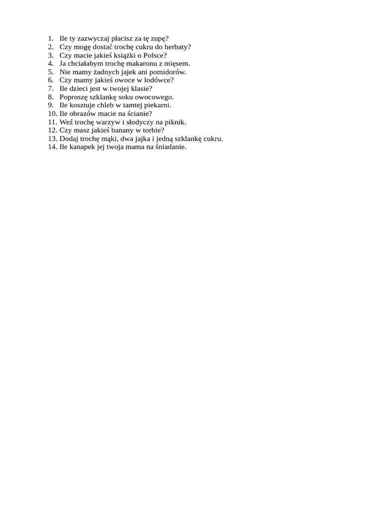 Much Many A Lot Sentences | PDF