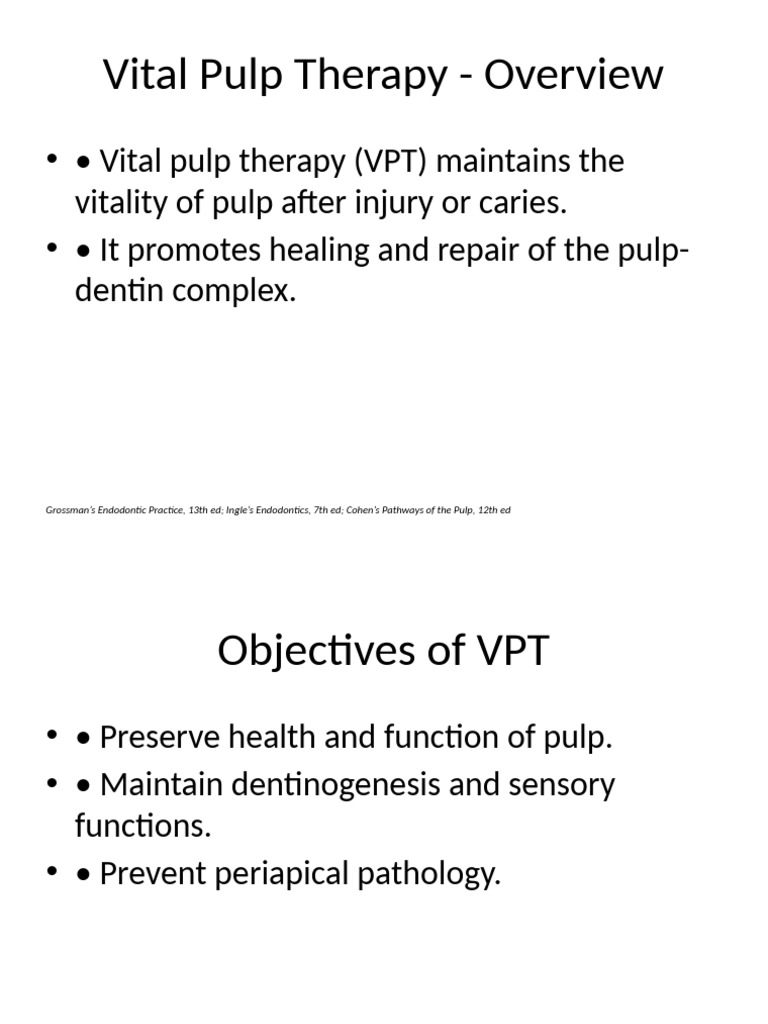 Vital Pulp Therapy: Key Concepts and Types | PDF | Mouth | Dental Anatomy