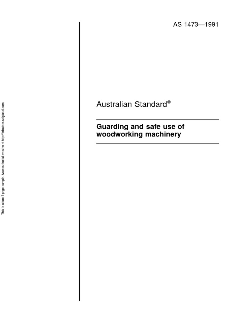 As 1473-1991 Guarding and Safe Use of Woodworking Machinery | PDF ...