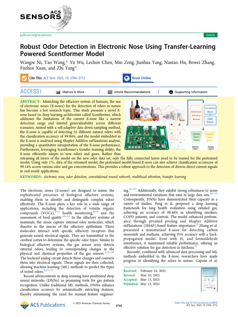 Robust Odor Detection in Electronic Nose Using Transfer Learning ...