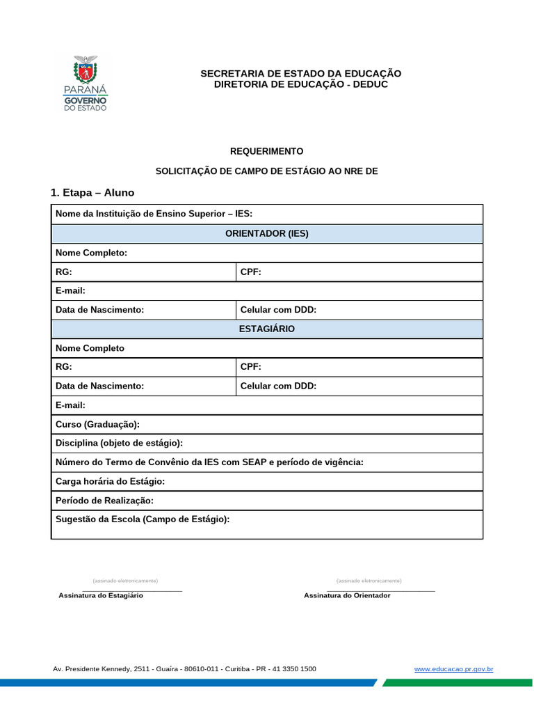 Requerimento de Campo de Est Gio 2025 (1) (1) | PDF