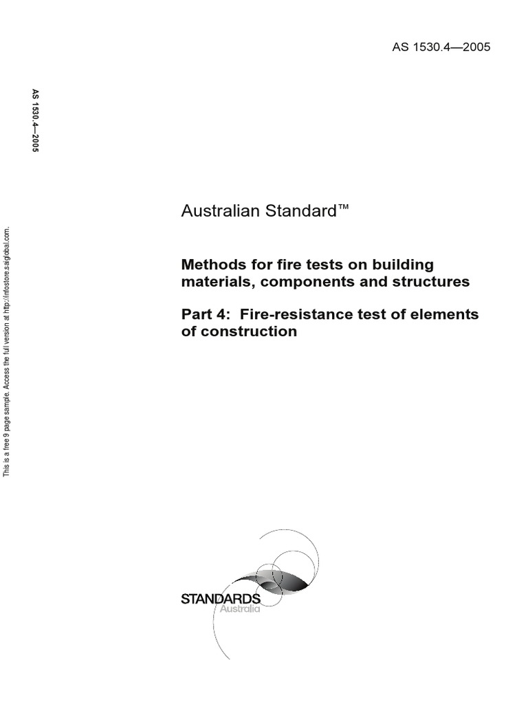 As 1530.4-2005 Methods For Fire Tests On Building Materials Components ...