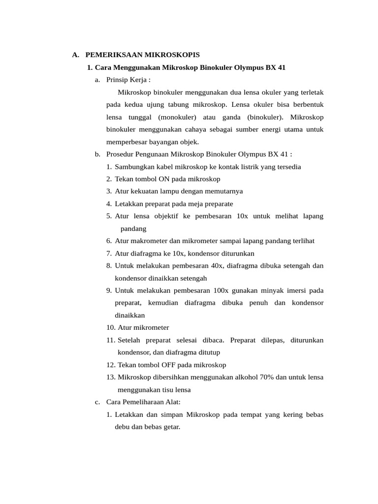 Panduan Penggunaan Mikroskop dan Pewarnaan BTA | PDF