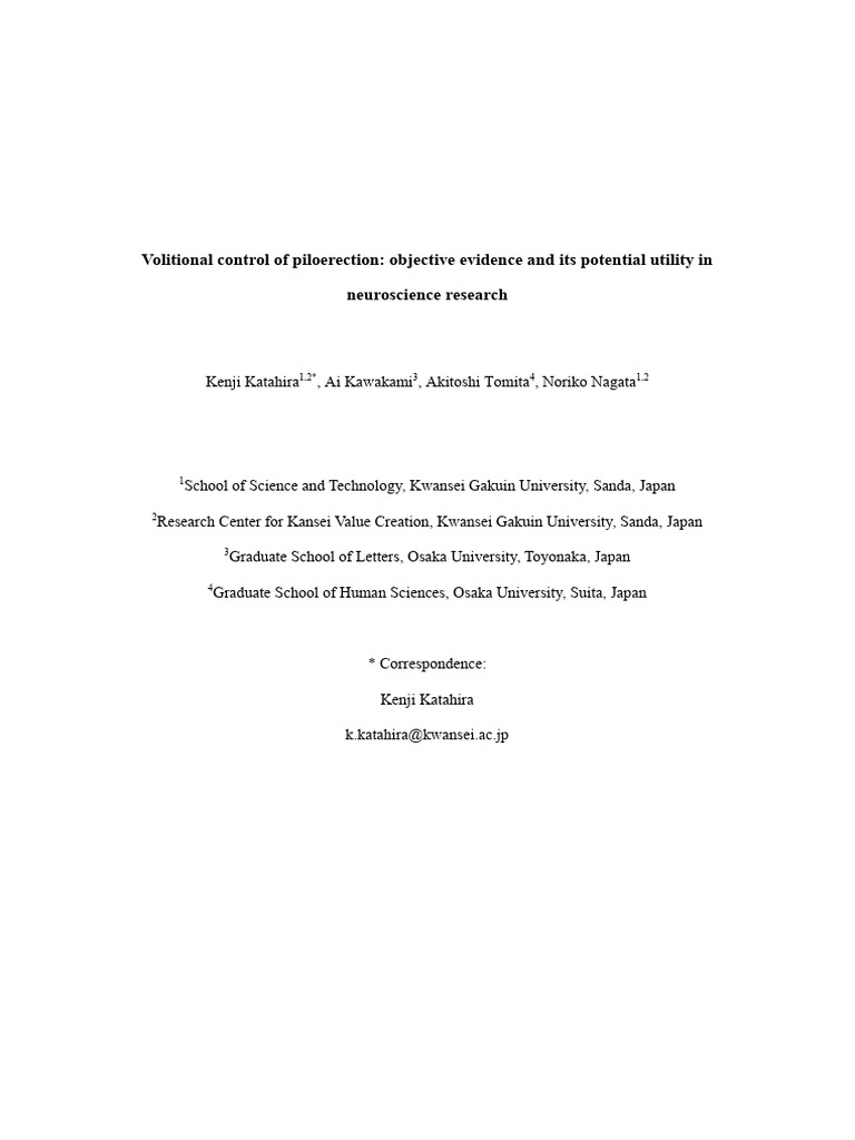 Volitional control of piloerection_based on v3 | PDF | Emotions ...
