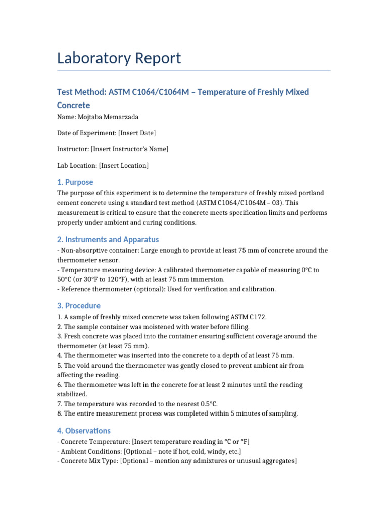 Measuring Fresh Concrete Temperature | PDF
