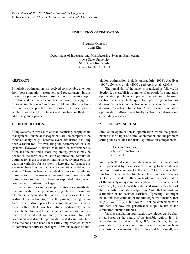 Simulation Optimization | PDF | Metaheuristic | Mathematical Optimization