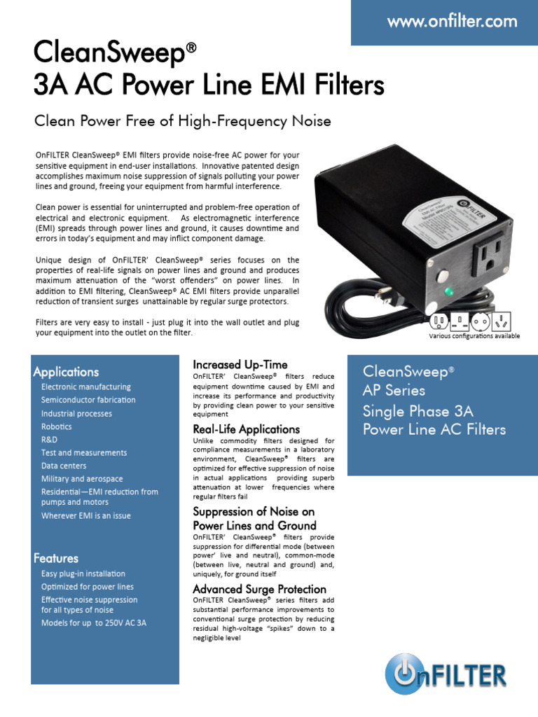 AP Filters Datasheet | PDF | Electromagnetic Interference | Alternating ...
