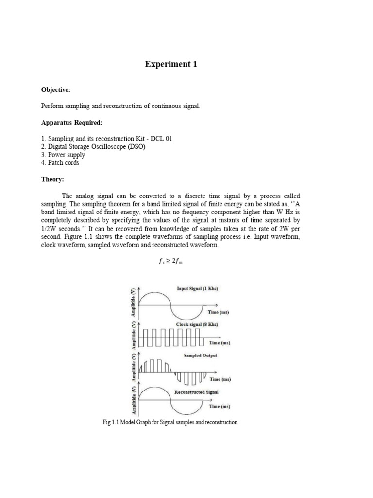 Signal Sampling and Modulation Experiments | PDF | Sampling (Signal ...