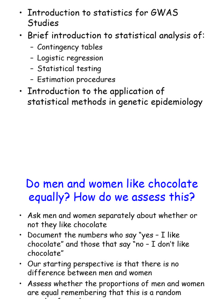 Introduction to statistics for GWAS Studies, Session 1 | PDF | Chi ...
