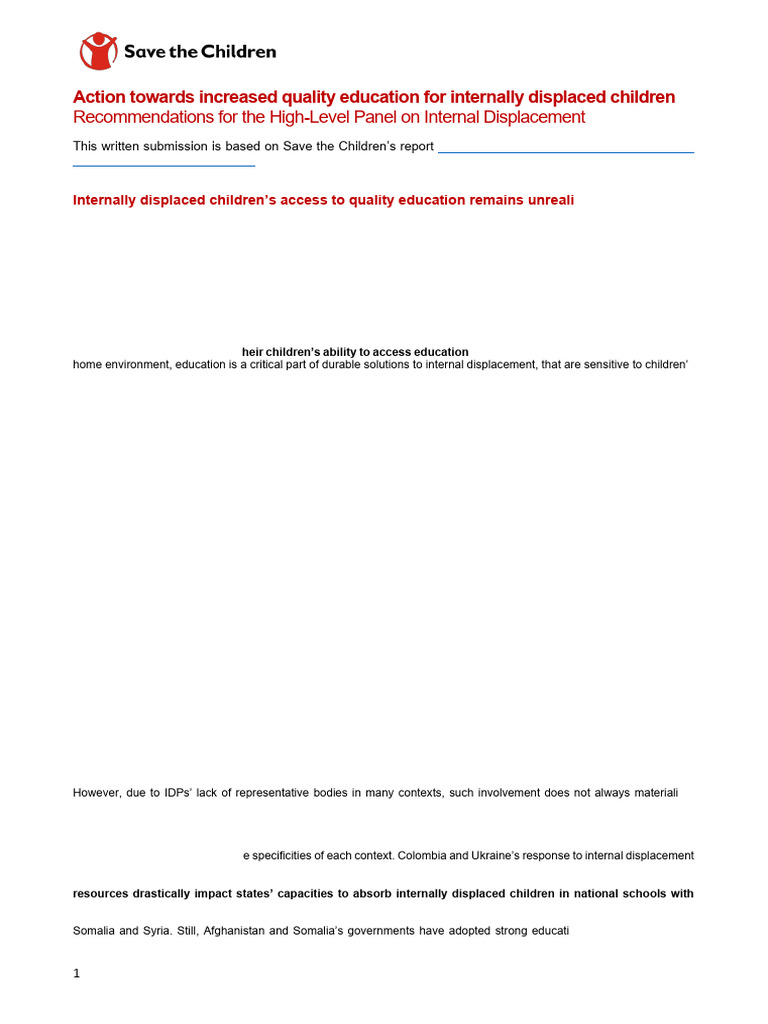 Submission Summary of Action Towards Increased Quality Education For ...