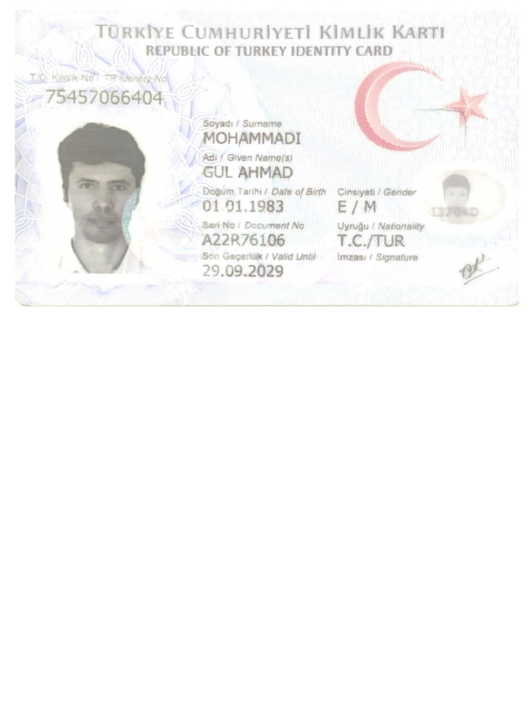 Republic of Turkey Identity Card | PDF