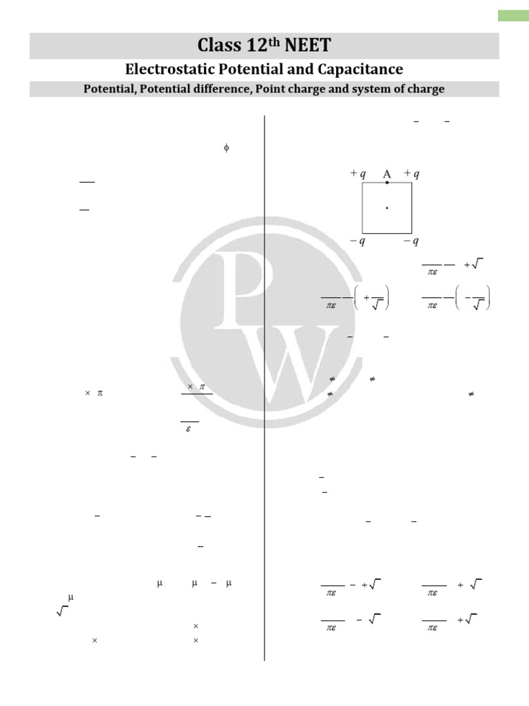 Class 12 NEET: Electrostatic Potential Quiz | PDF | Electric Field | Dipole