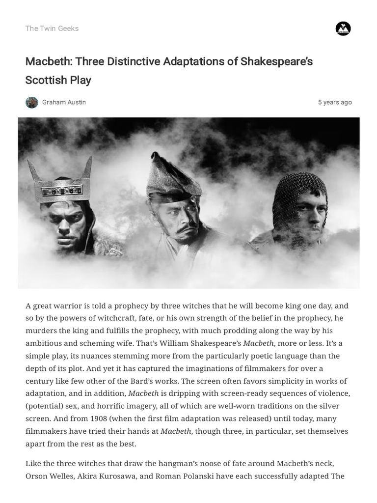 Three Notable Adaptations of Macbeth | PDF | Macbeth