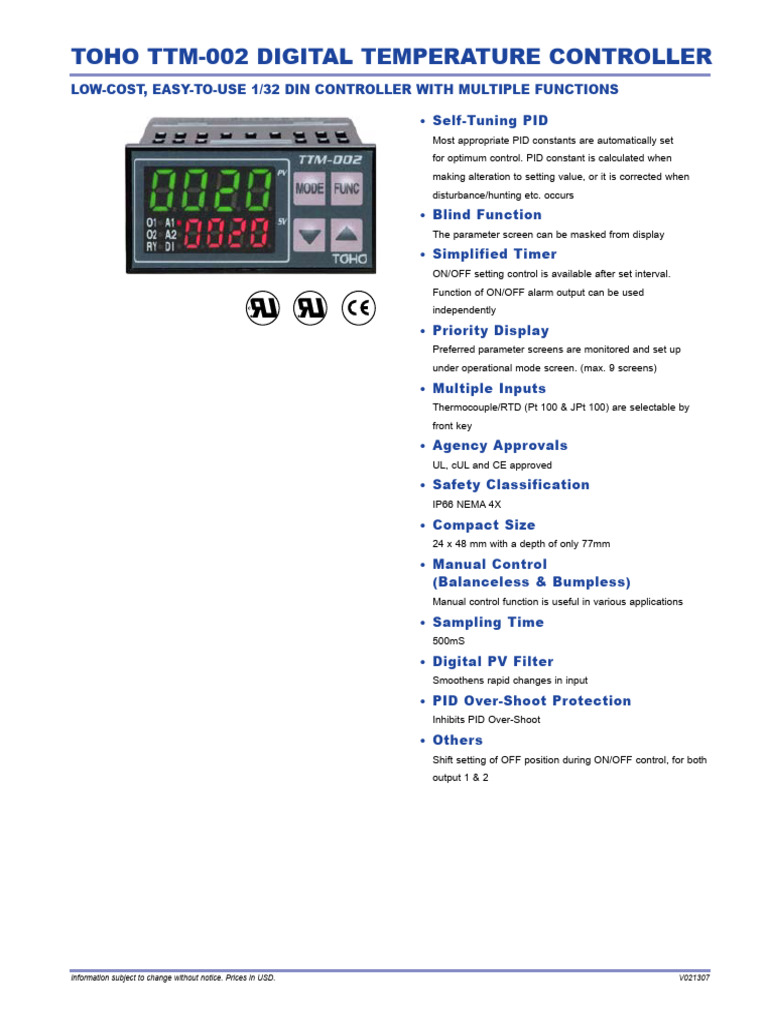 Toho TTM-002 Digital Temp Controller | PDF | Computer Engineering ...