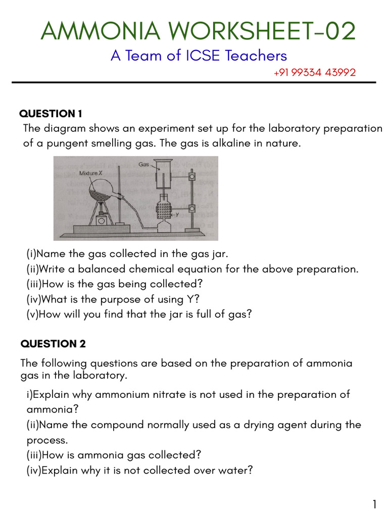 Ammonia Worksheet 2 | PDF | Ammonia | Nitrogen