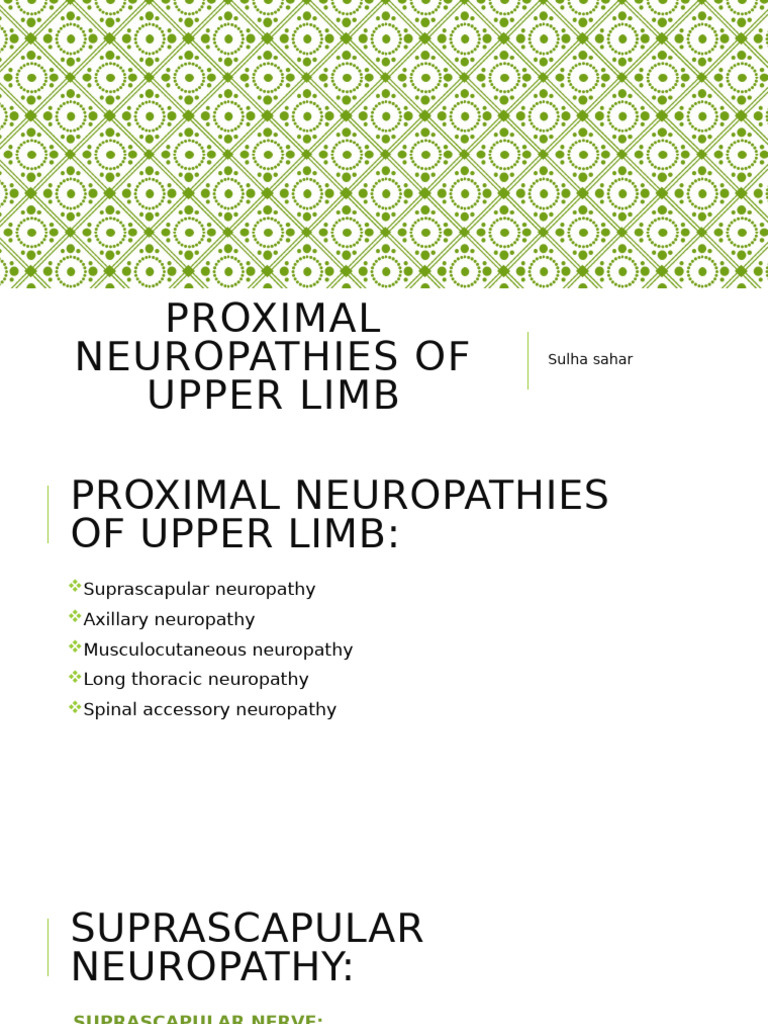 Proximal Neuropathies of Upper Limb-1 | PDF | Arm | Shoulder