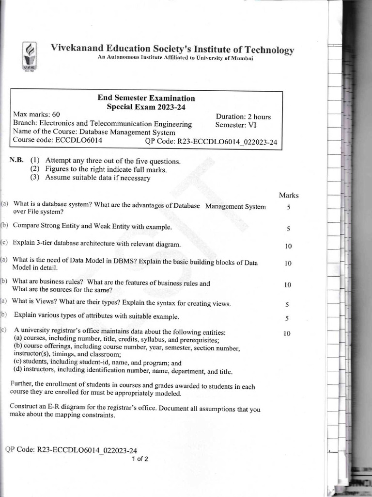 dbms_pyq | PDF | Computing | Information Management