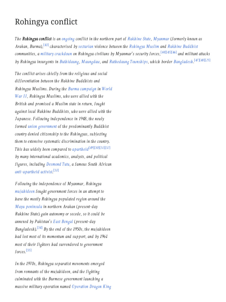 Rohingya Conflict - Wikipedia | PDF | Rohingya People | Myanmar
