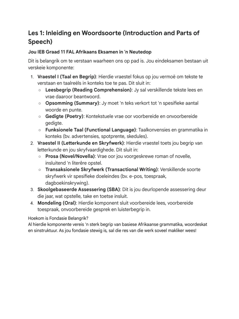 Les 1 Woordsoorte | PDF