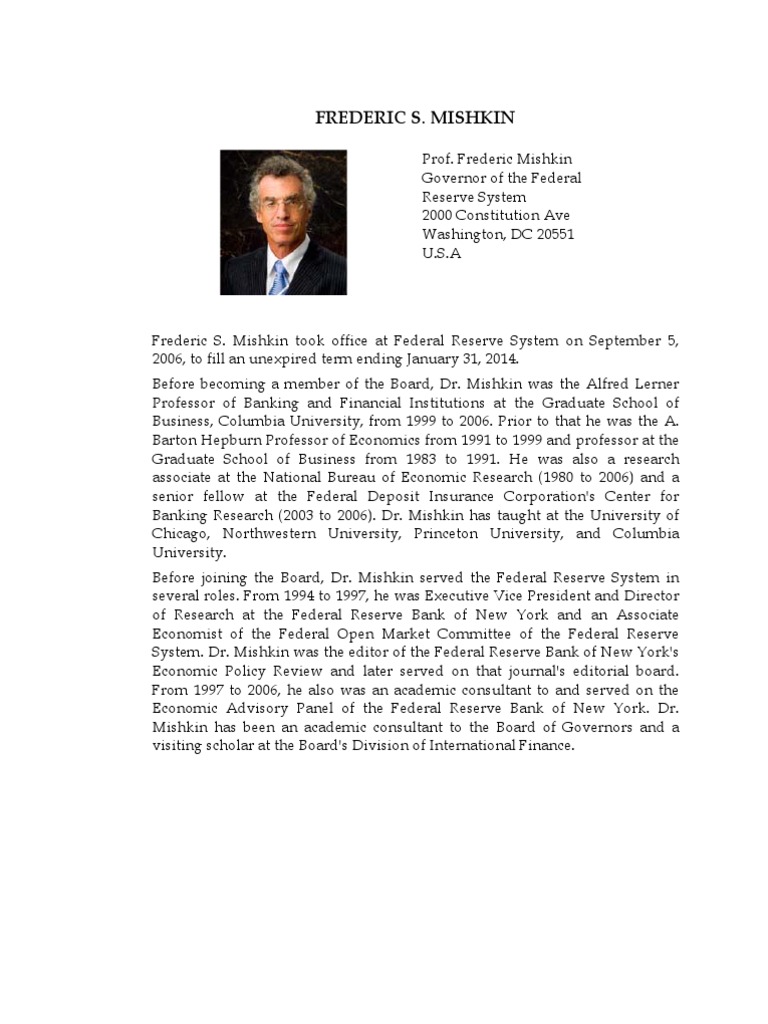 Frederic S. Mishkin | PDF | Economics | Economies