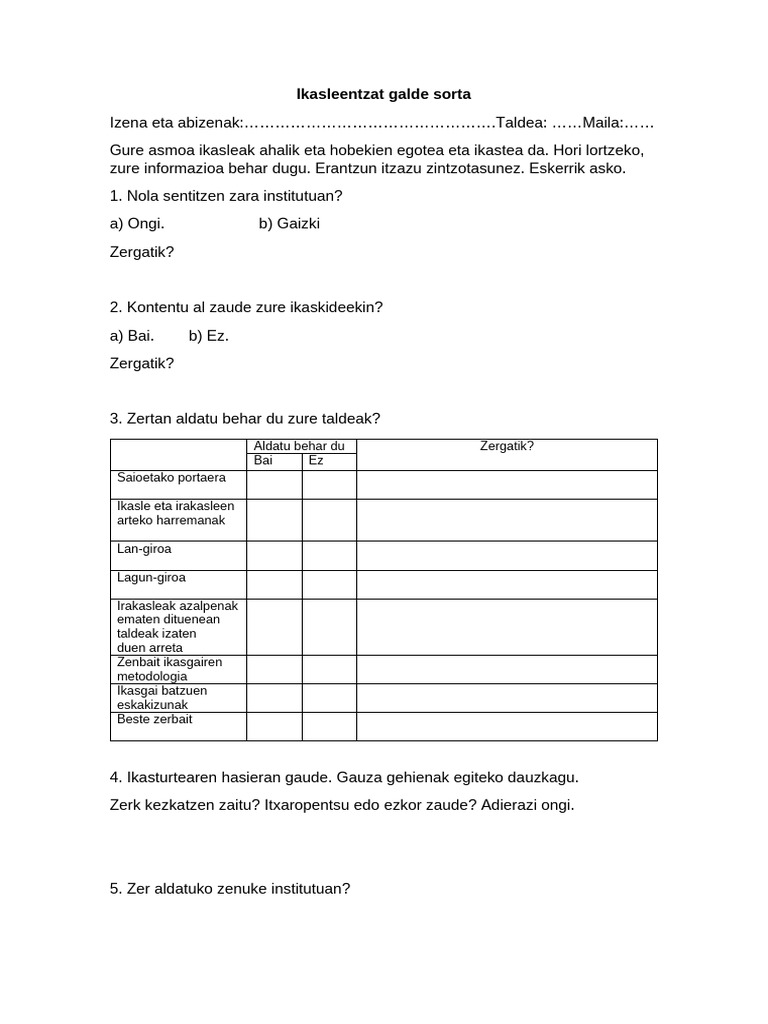 Ikasleentzat Galde Sorta | PDF