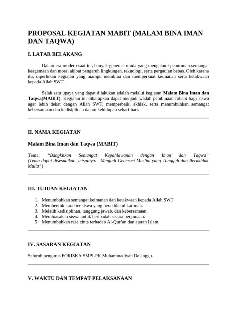 Proposal Kegiatan Mabit | PDF