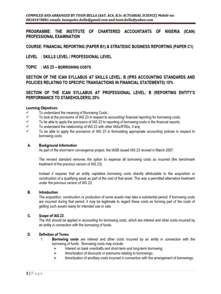 11 - Ias 23 - Borrowing Costs | PDF | International Financial Reporting ...