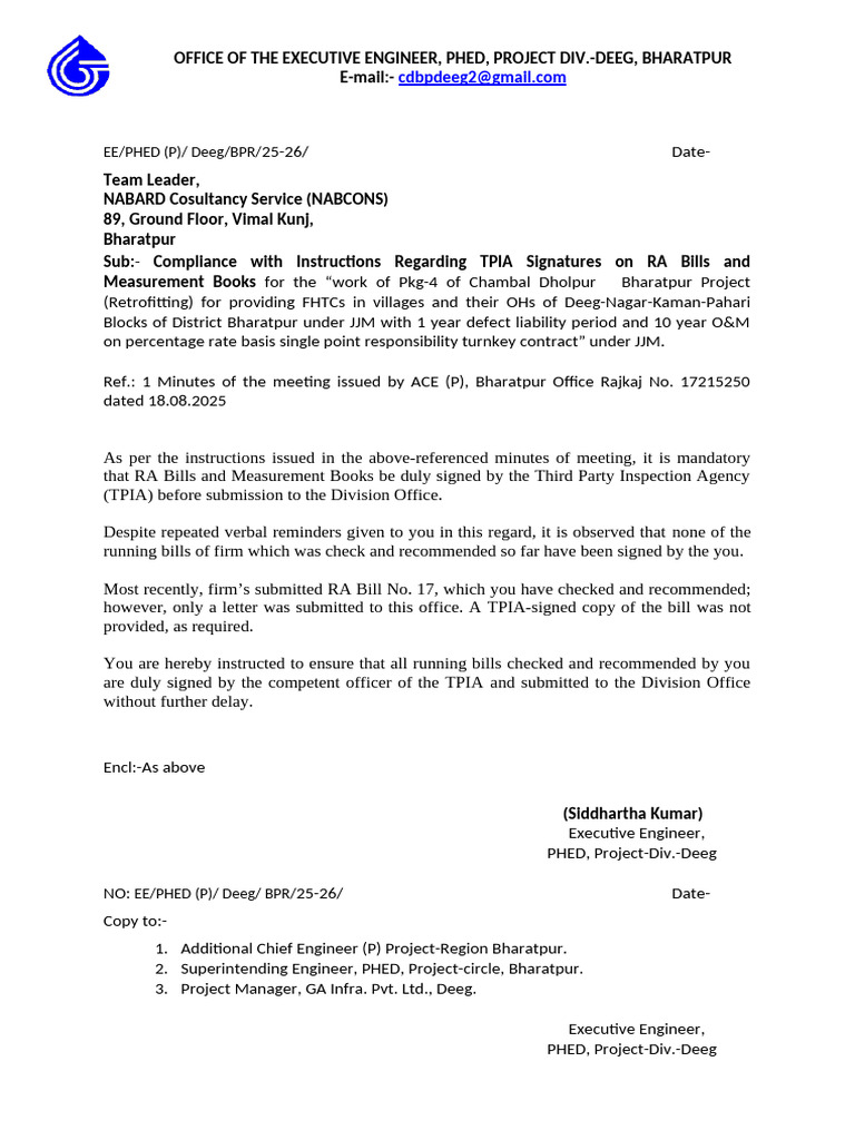 EE Letter Regarding Compliance With Instructions Regarding TPIA ...