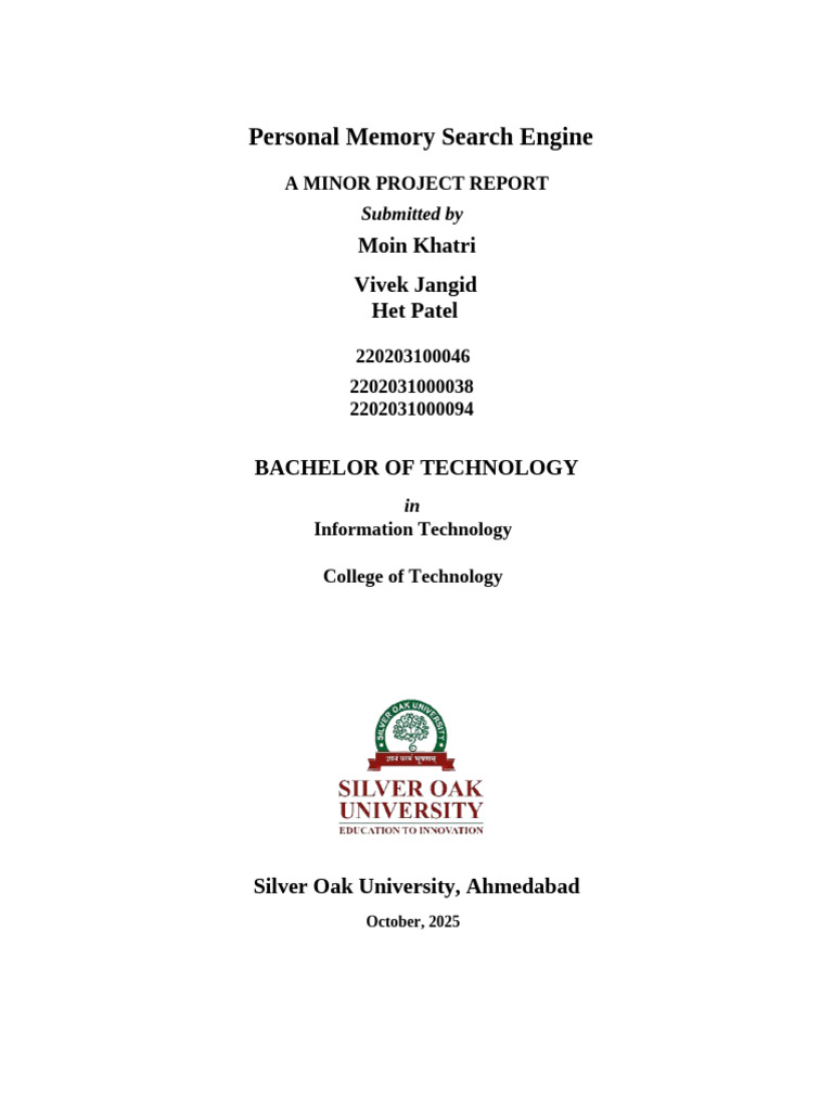 Minor Project Report Format - 25-26 | PDF | Databases | Information Retrieval