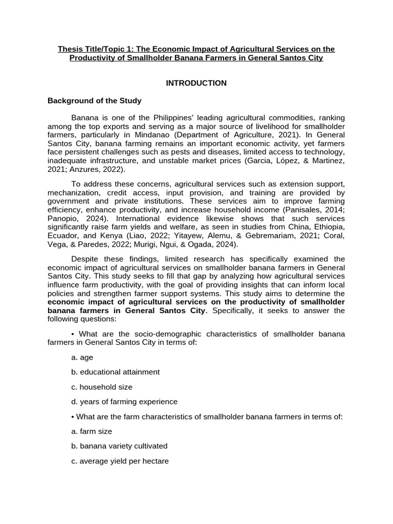 The Economic Impact of Agricultural Services On The Productivity of ...