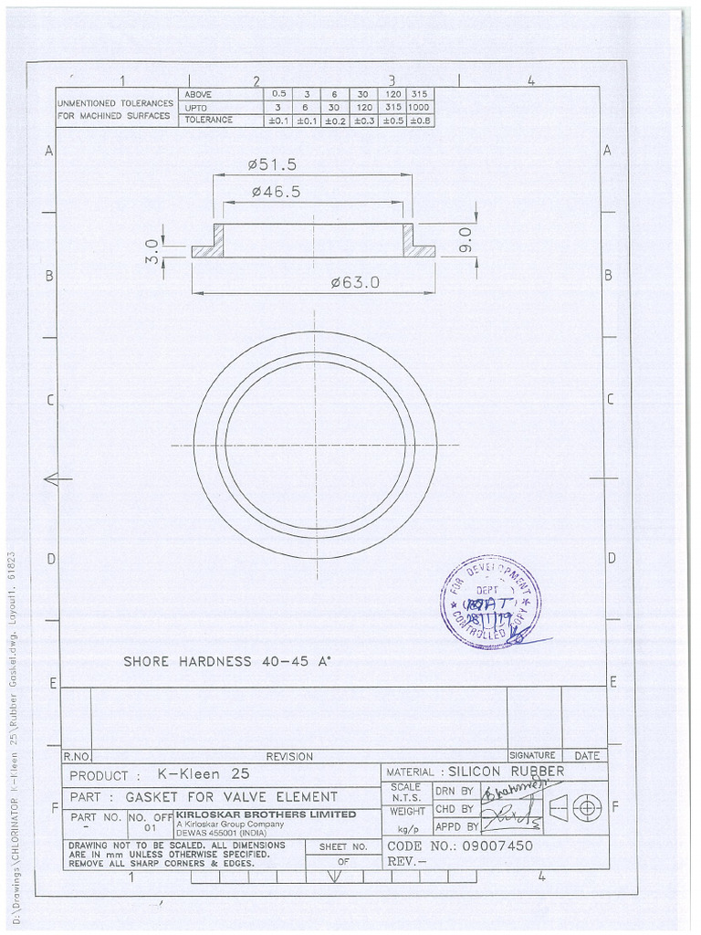 Gasket For Valve Element | PDF
