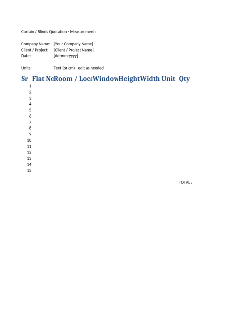 Curtain Quotation Template | PDF