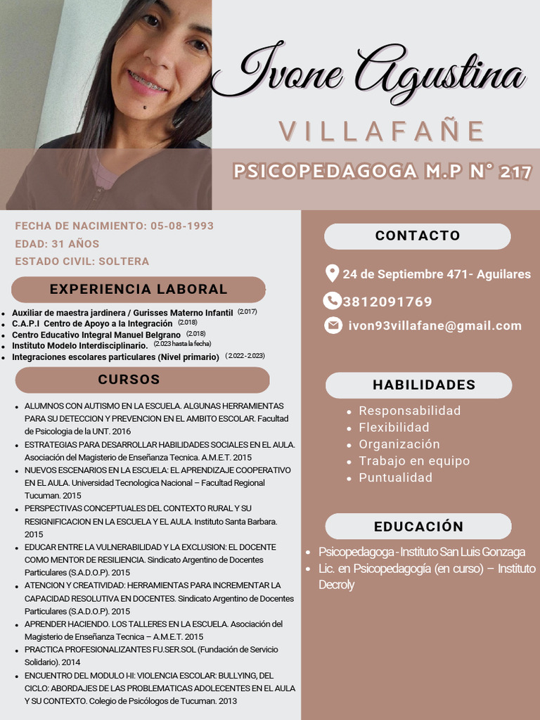 Curriculum Vitae CV Profesional Beige - 20250530 - 095840 - 0000 | PDF | Enseñando | Escuelas