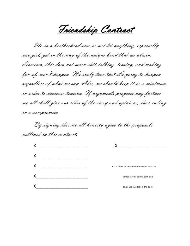 Best Friend Contract Printable