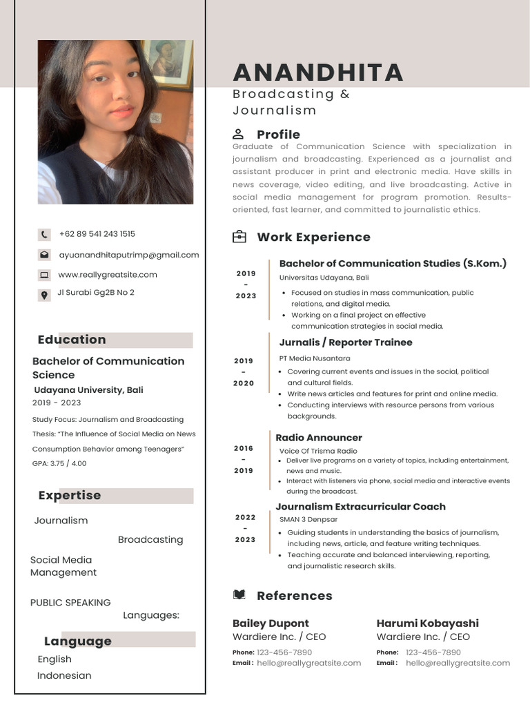 CV Anandhita | PDF | Journalism | News