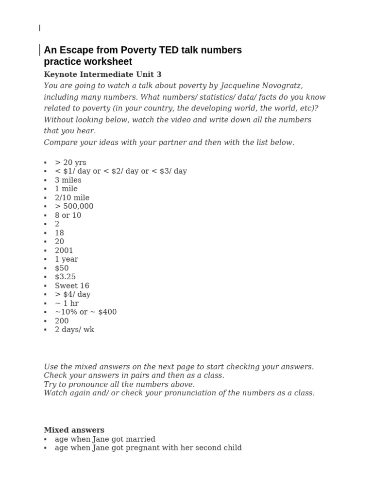 Ex Numbers Sentences | PDF