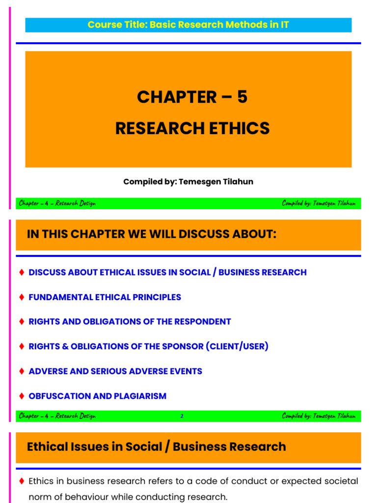 CHAPTER - 5 - Research Ethics | PDF | Deception | Rights