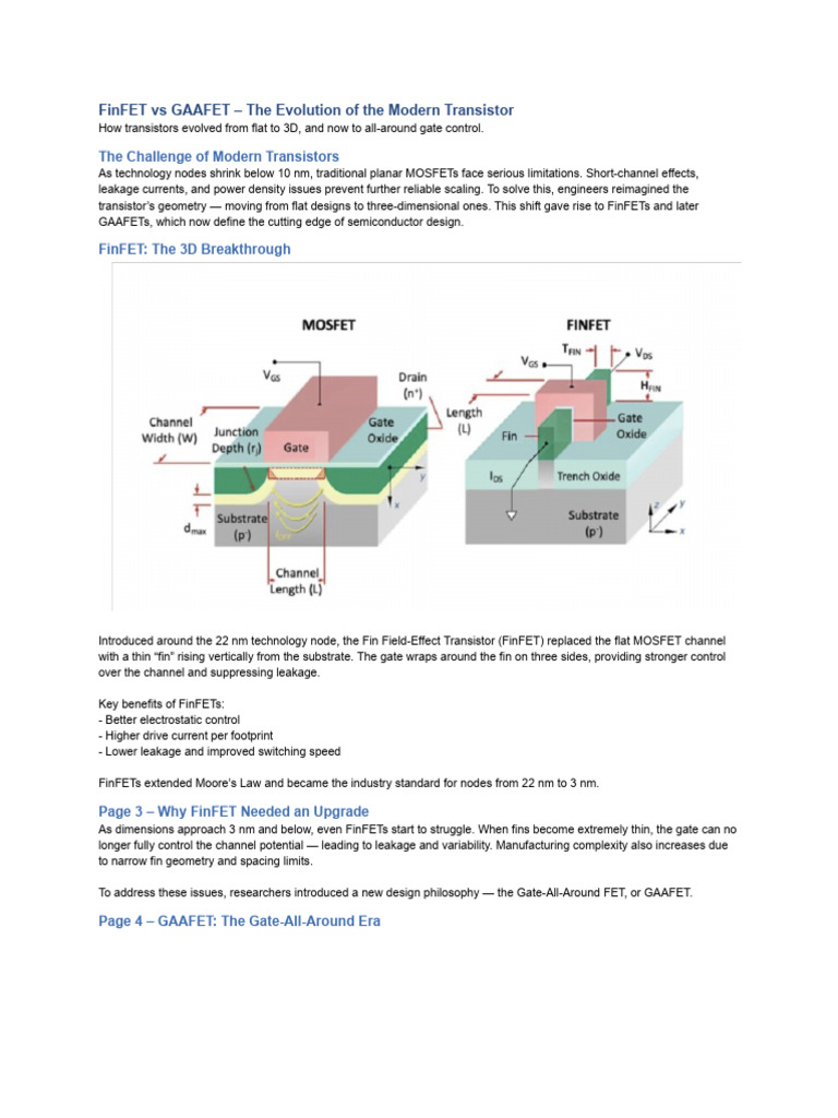 FinFET vs GAAFET: Transistor Evolution | PDF | Field Effect Transistor ...