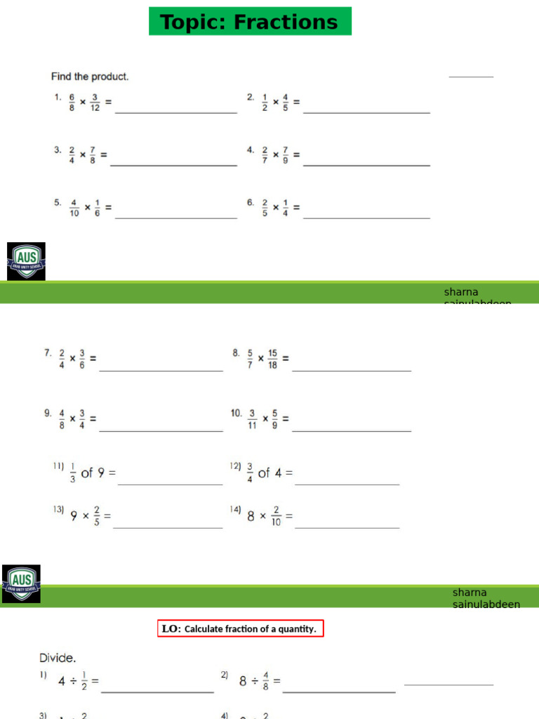 Calculate Fractions of Quantities | PDF