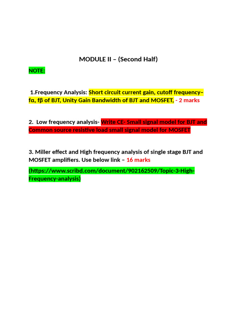 BJT and MOSFET Frequency Analysis Guide | PDF