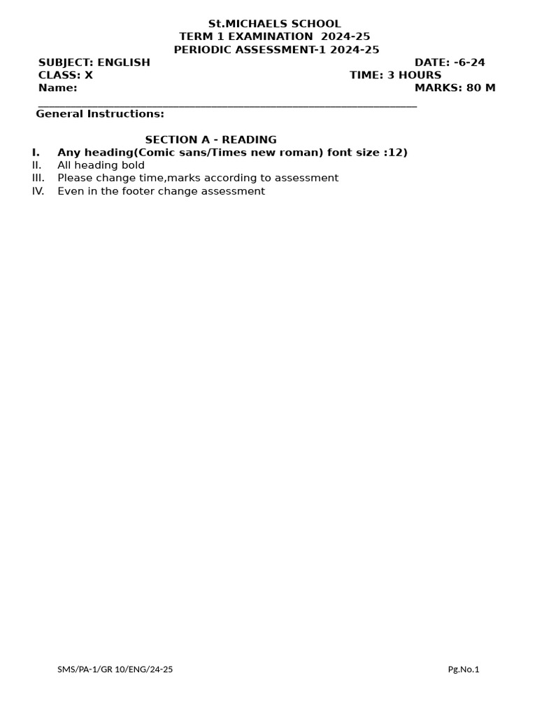 Question Paper Template | PDF