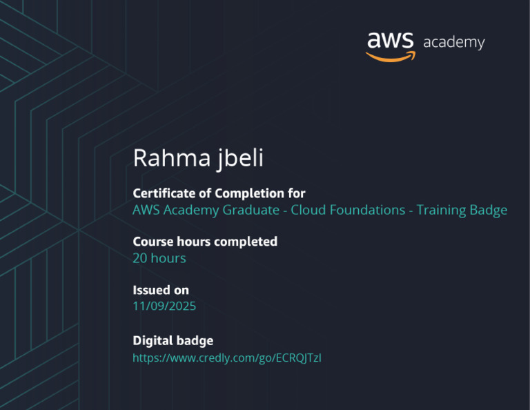 AWS Academy Graduate Cloud Foundations Training Badge Badge20251109-31 ...
