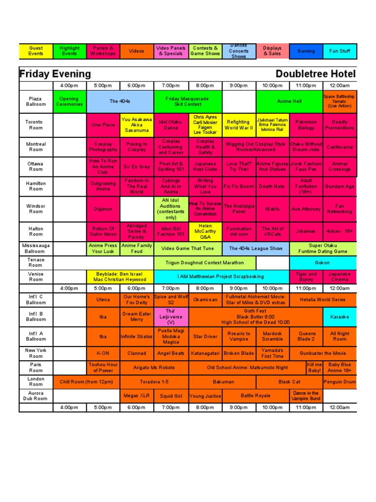 Anime Convention Schedule | PDF | Games & Activities