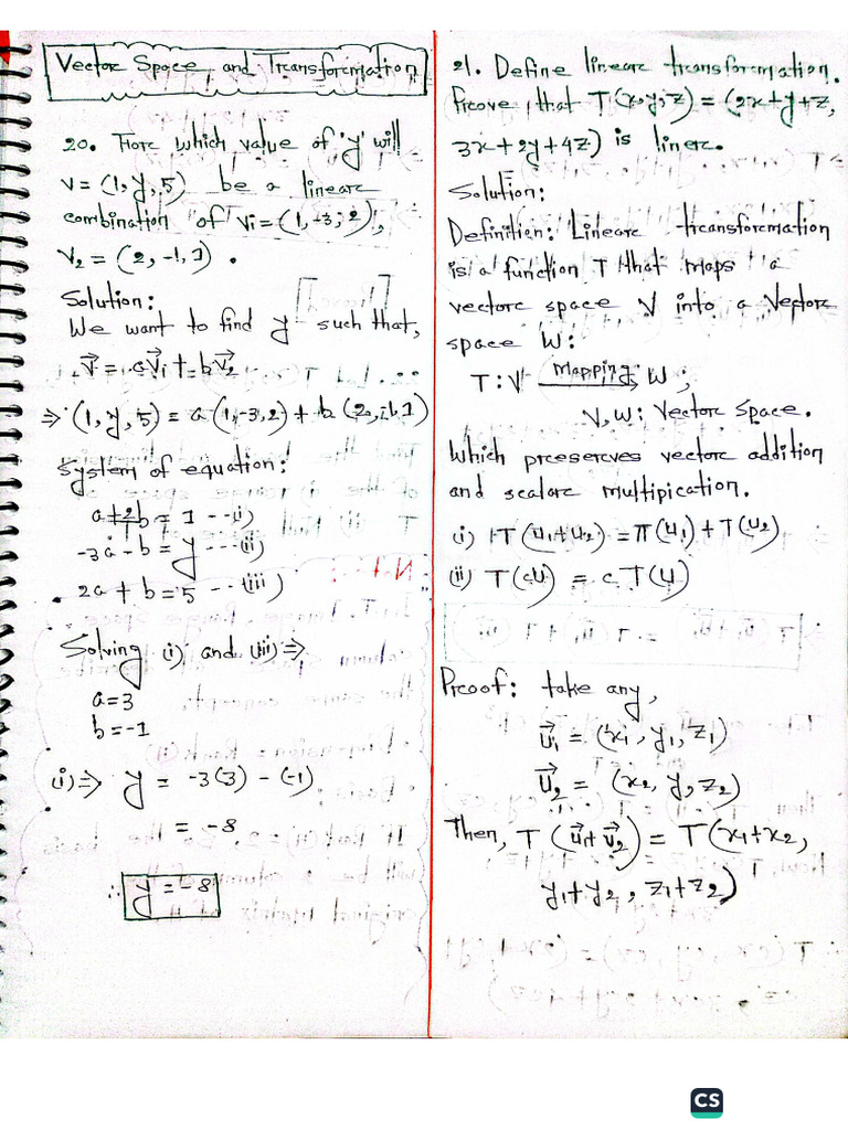 Vector Space and Transformation | PDF