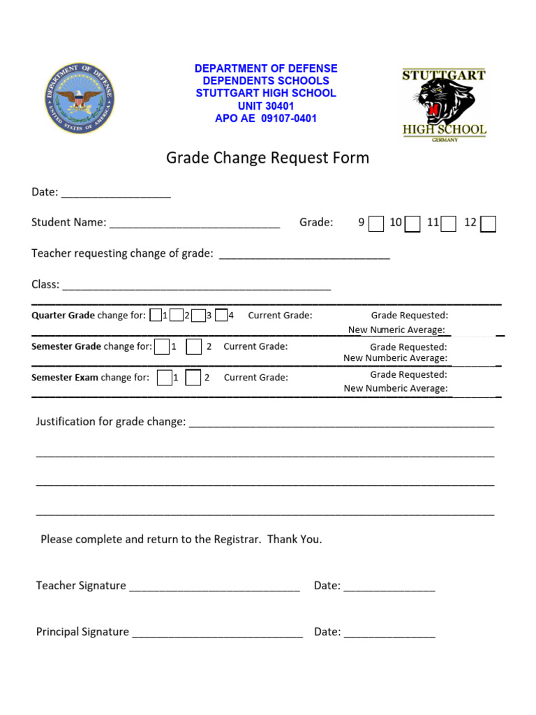 Grade Change Request Form | PDF